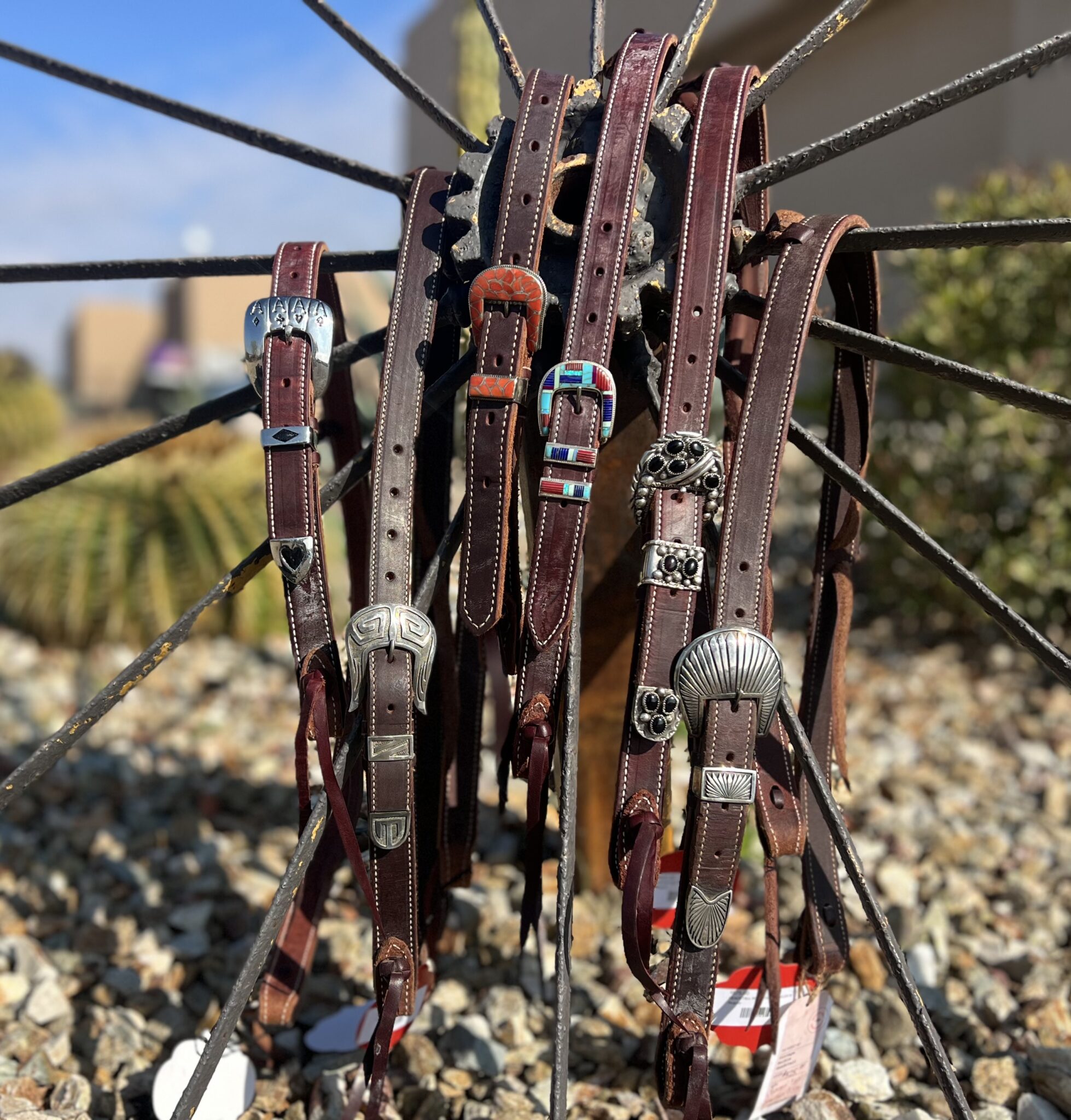 Dark Brown Harness Leather Slip Ear Headstall with Vintage Sterling ...