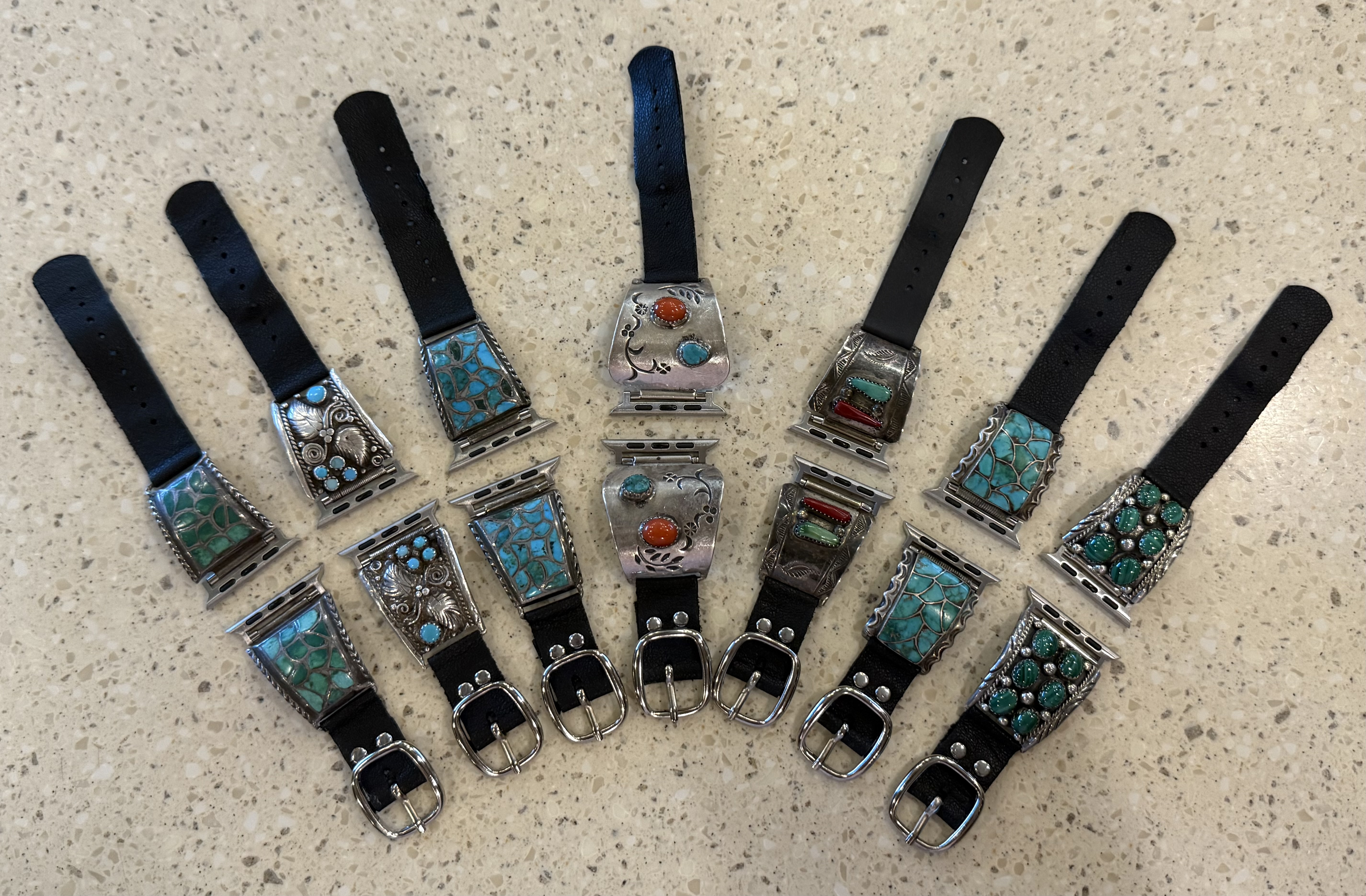 Vintage Sterling Silver Inlaid with Turquoise & Tortoise Shell Watch ...