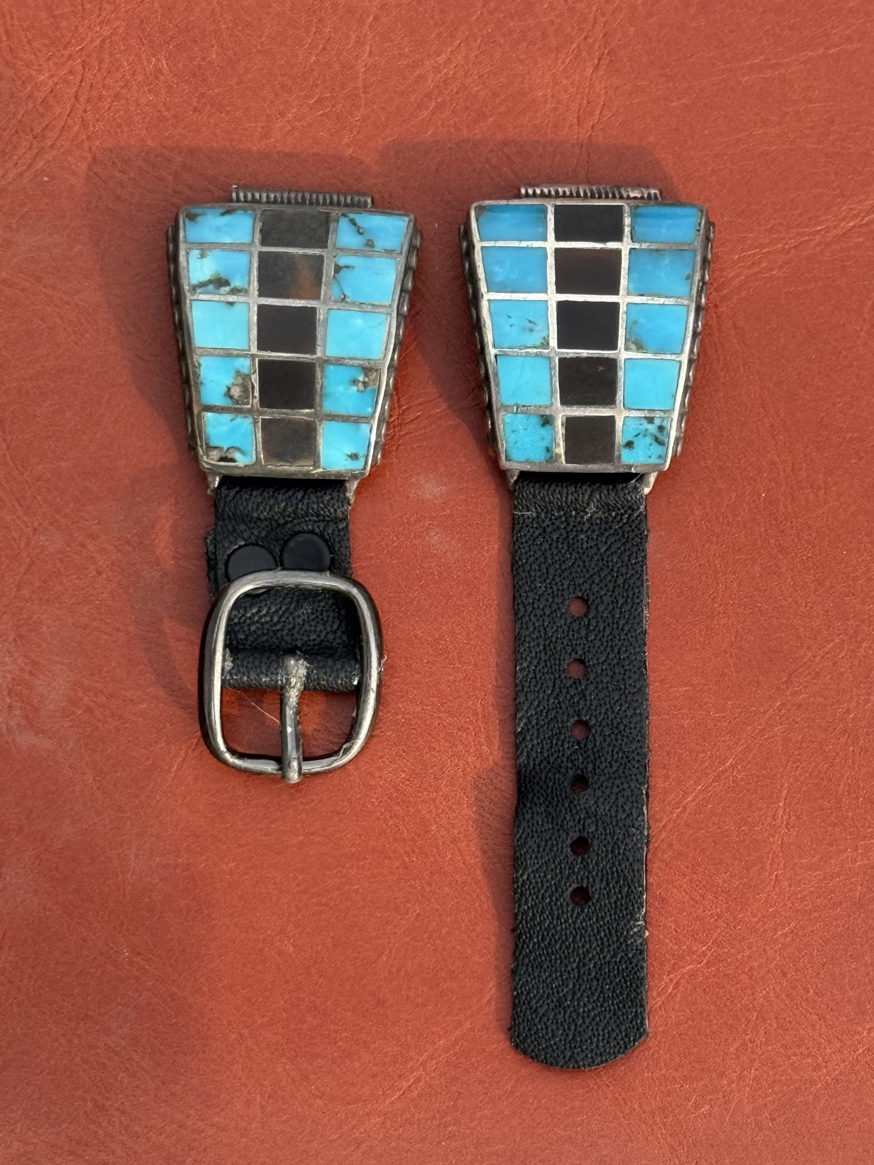 Vintage Sterling Silver Inlaid with Turquoise & Tortoise Shell Watch ...